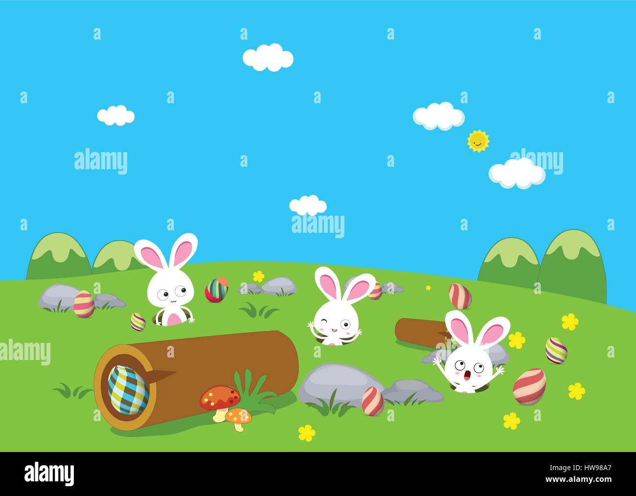 Easter bunny playful with eggs colorful Stock Vector Image & Art - Alamy