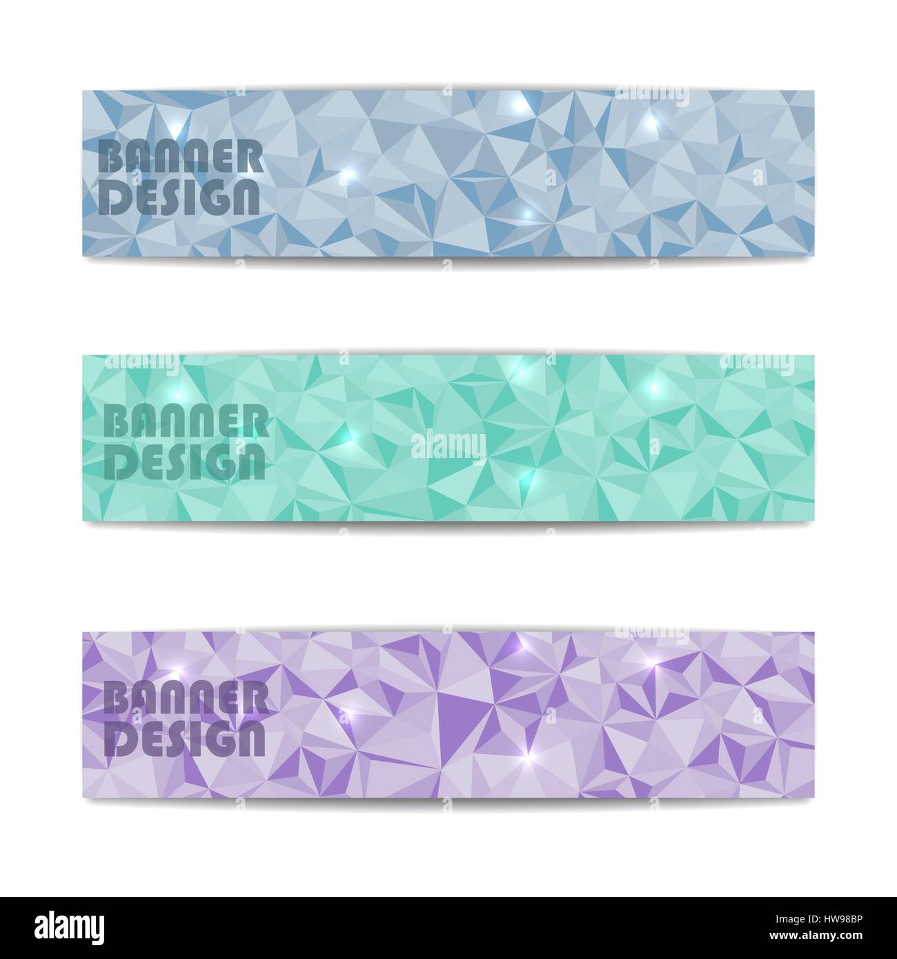 Set of three rectangular web banners with space for text, colorful ...
