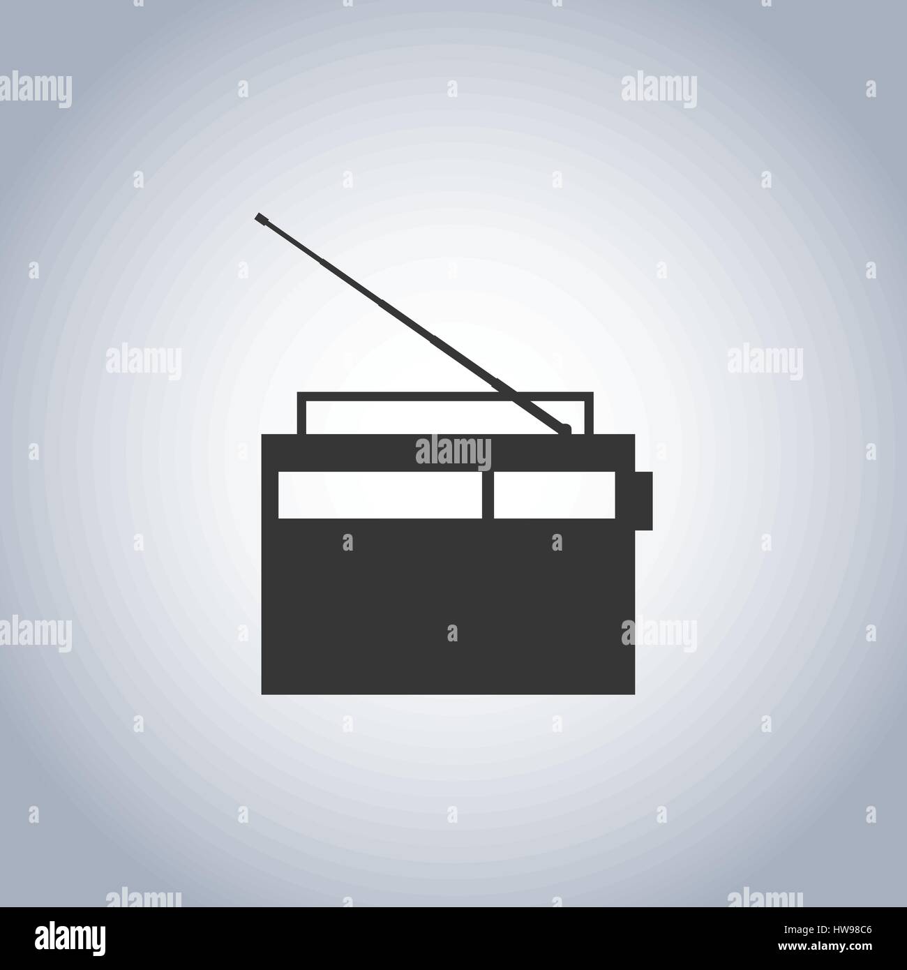 Gray icon retro radio isolated on white background, digital device ...