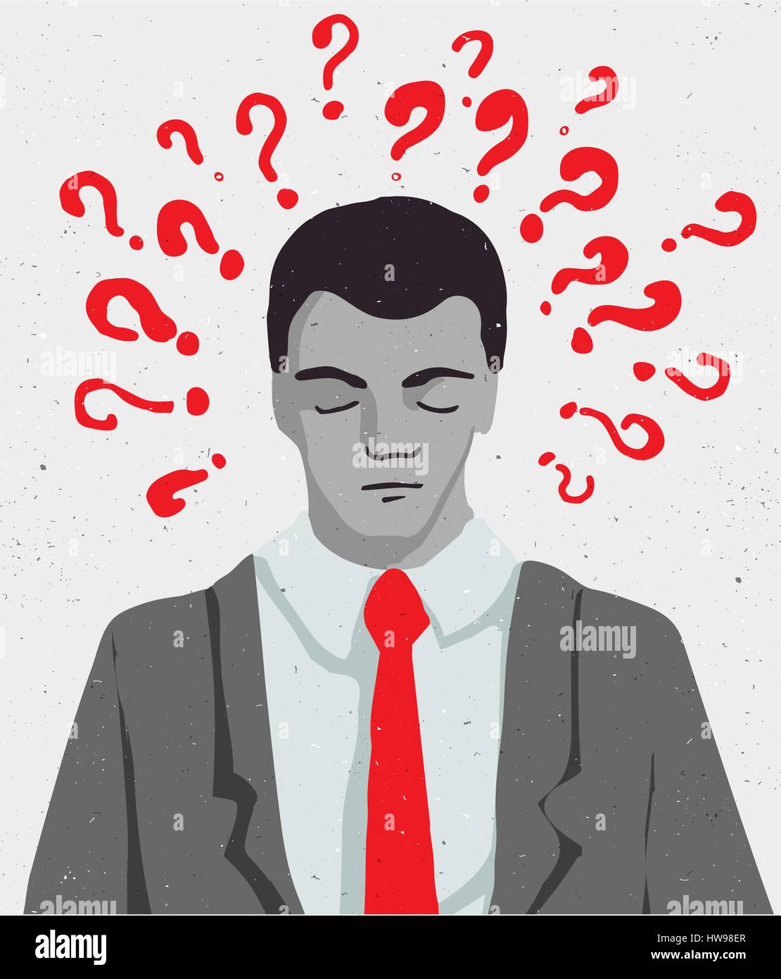 Businessman portrait - thinking man with question doodles, business ...
