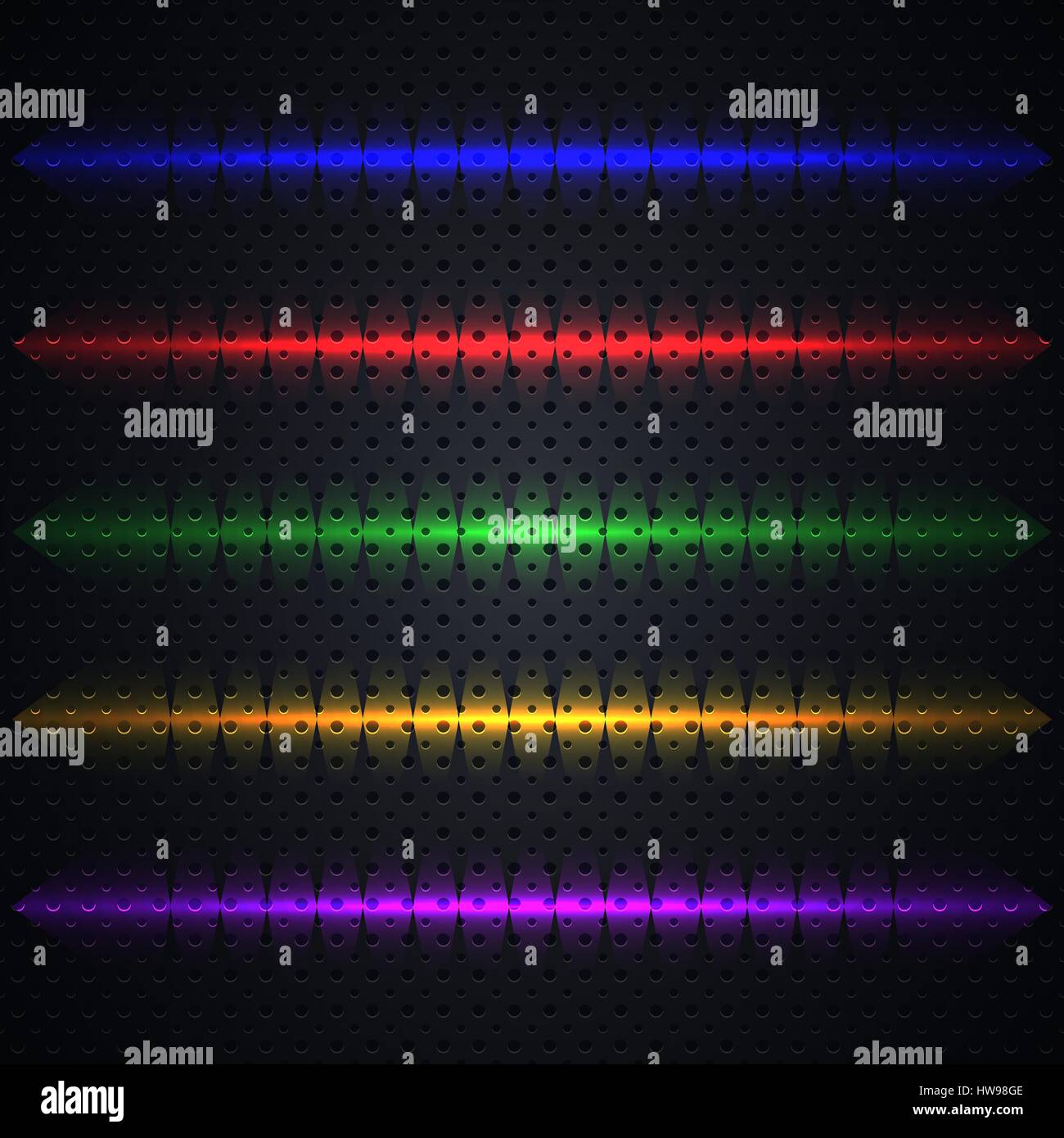 Collection of bright colored light effects on black background ...