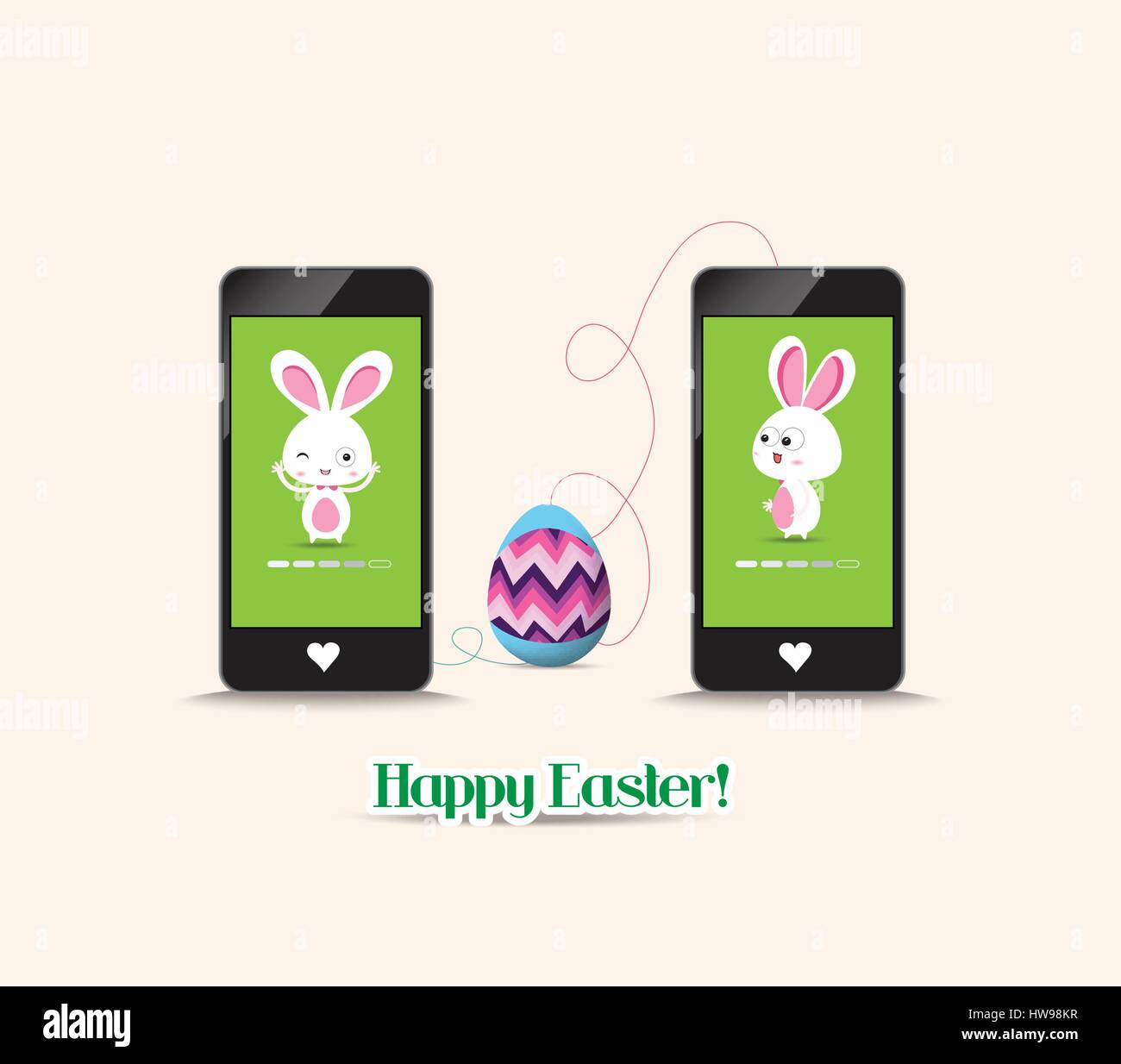 easter egg connecting bunny together by phone Stock Vector Image & Art ...