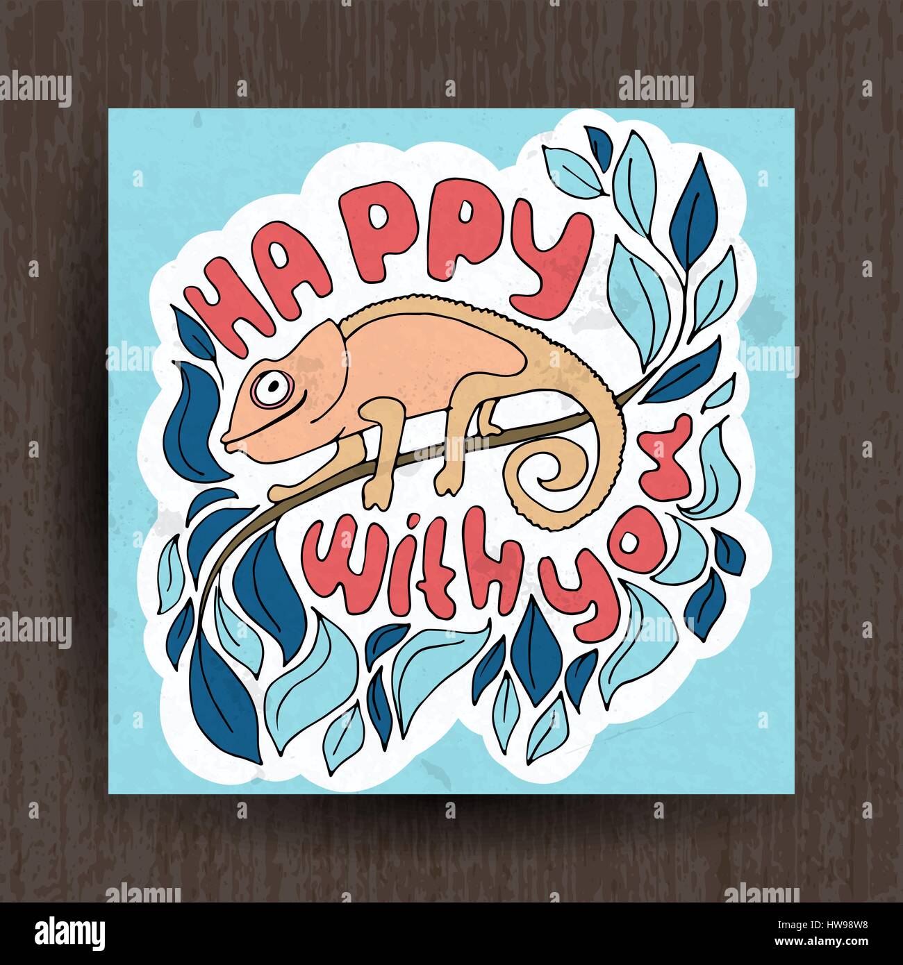 Happy with you illustration - greetings card cute animals Stock Vector ...
