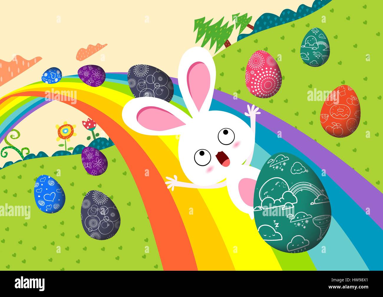 happy easter eggs with rainbow colorful Stock Vector Image & Art - Alamy