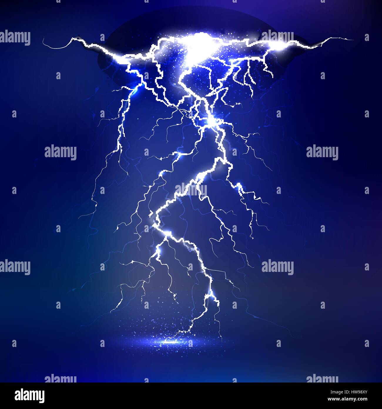 Vector lightning - isolated on blue background, luminous light effects ...