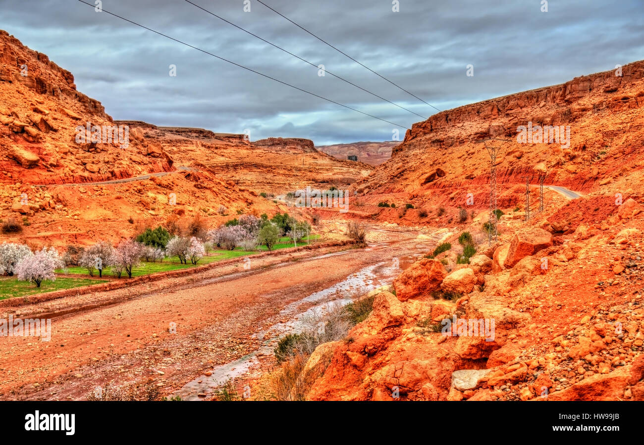 Landscape of the Asif Ounila valley in the High Atlas Mountains ...