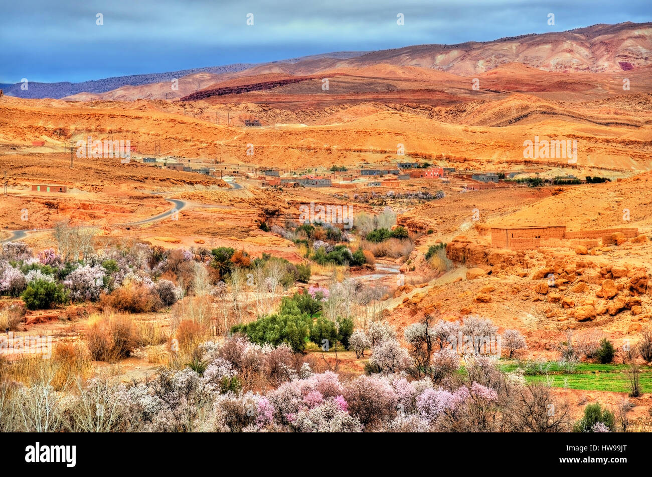 Landscape of the Asif Ounila valley in the High Atlas Mountains ...