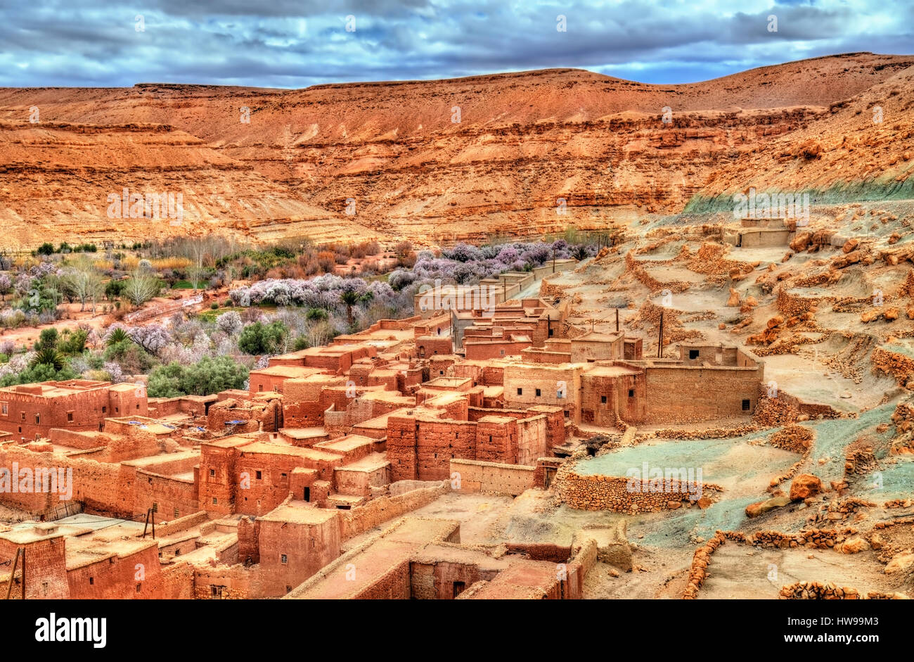 Village in the Asif Ounila valley in the High Atlas Mountains, Morocco ...
