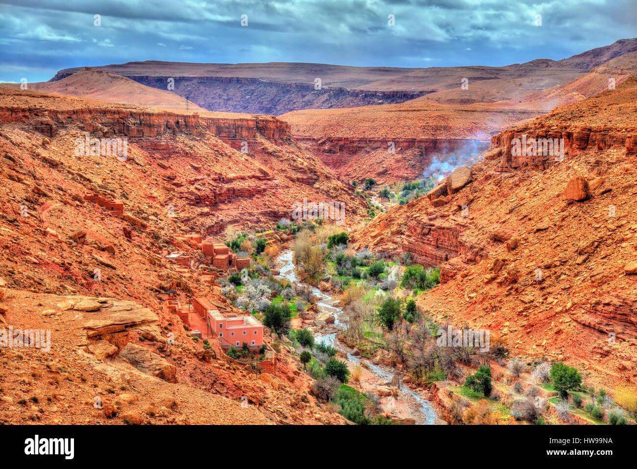 Landscape of the Asif Ounila valley in the High Atlas Mountains ...