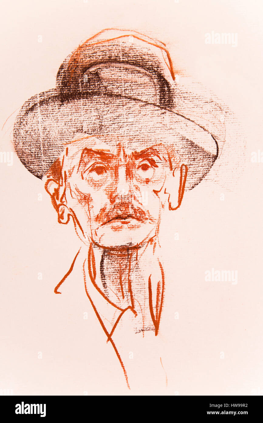 Portrait de Thomas MANN dessin par Ewa KLOS (sanguine et fusain) ©Ewa ...