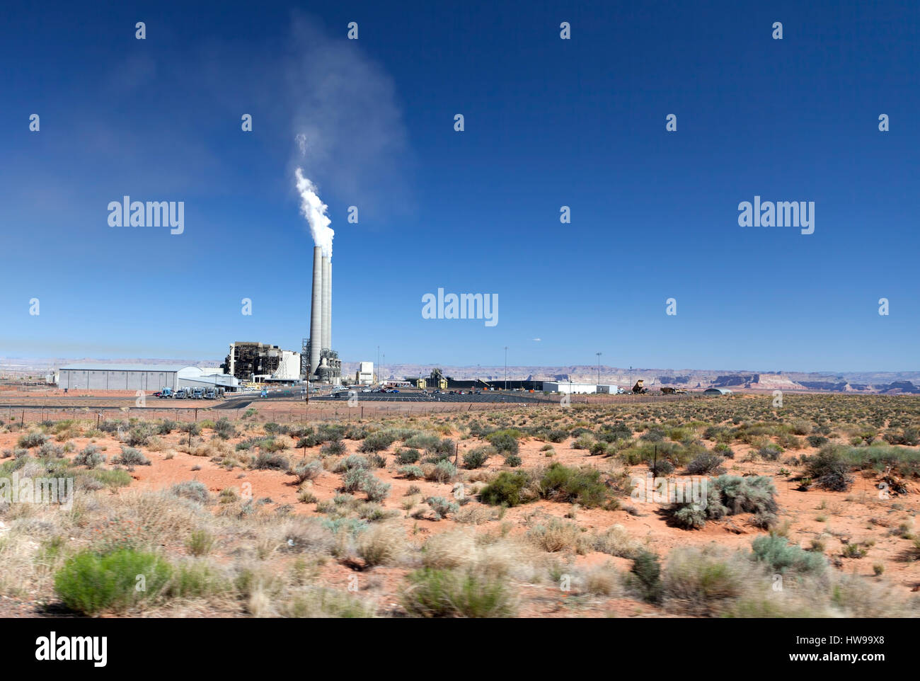 Cement factory in the wilderness of Utah, USA, which harms the ecology ...