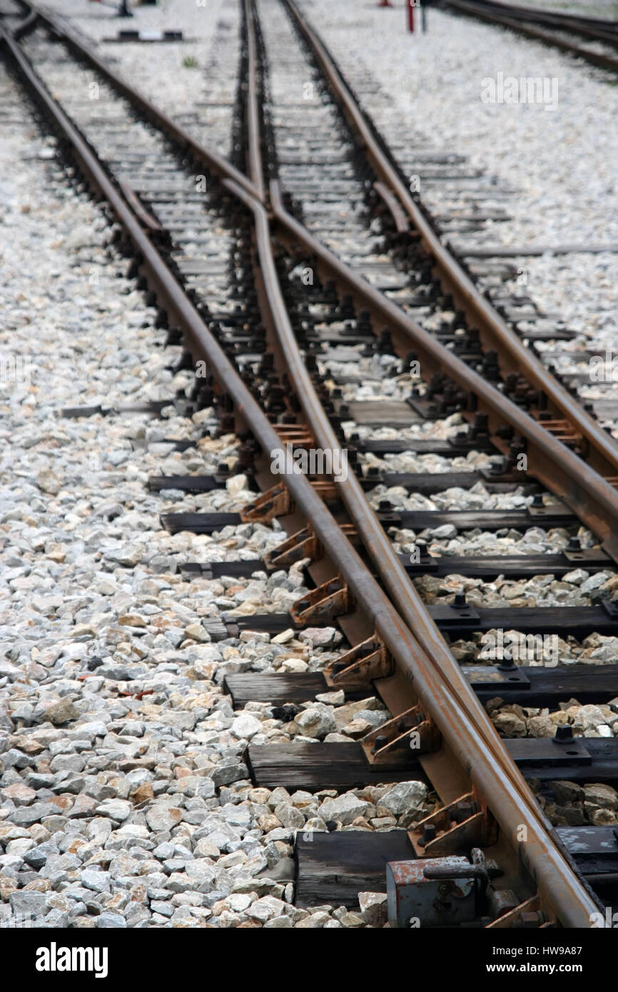 Railroad track. Railway switch Stock Photo - Alamy