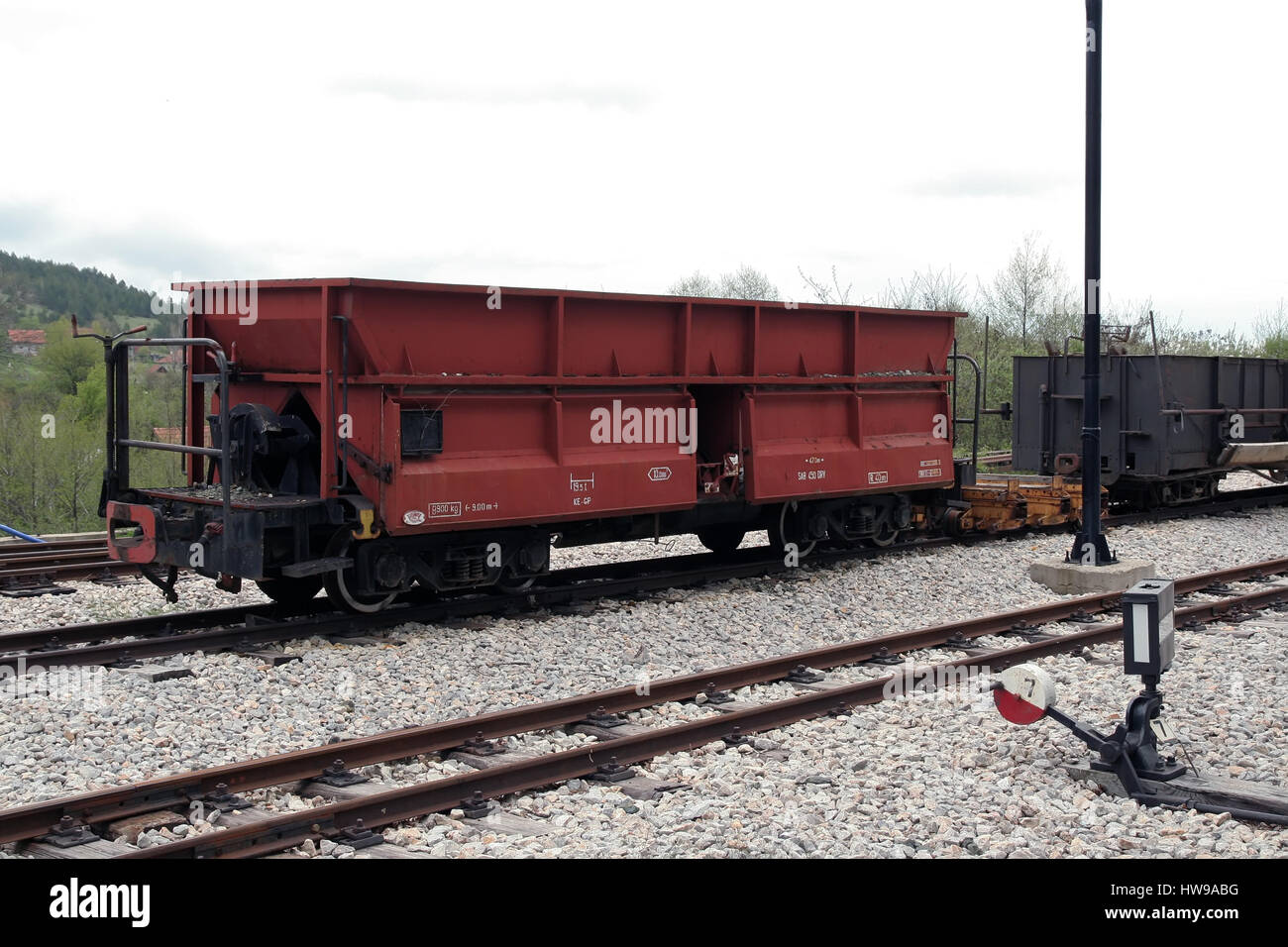 Red train wagon. Transport wagon Stock Photo - Alamy