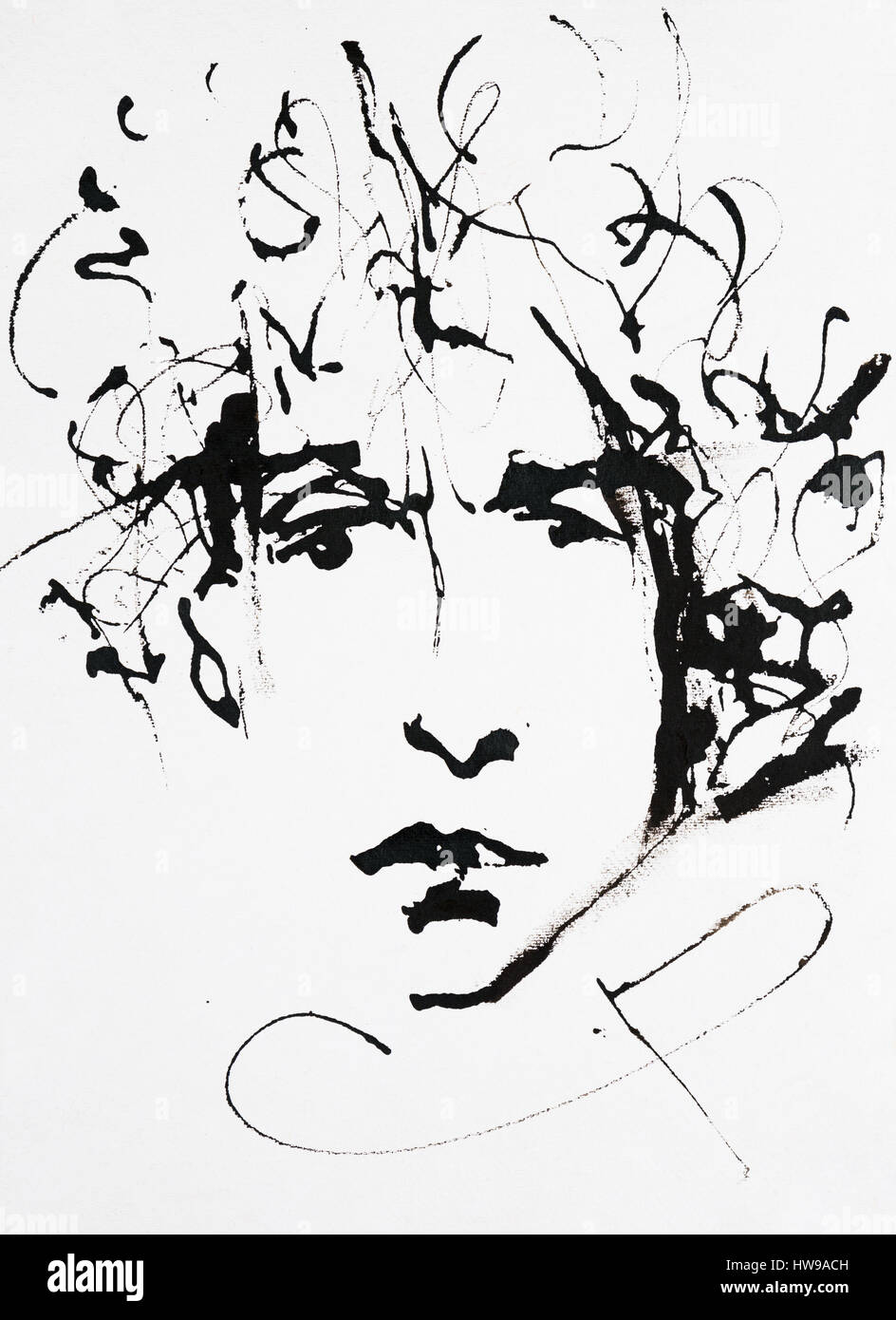 Bob Dylan Black And White Drawing