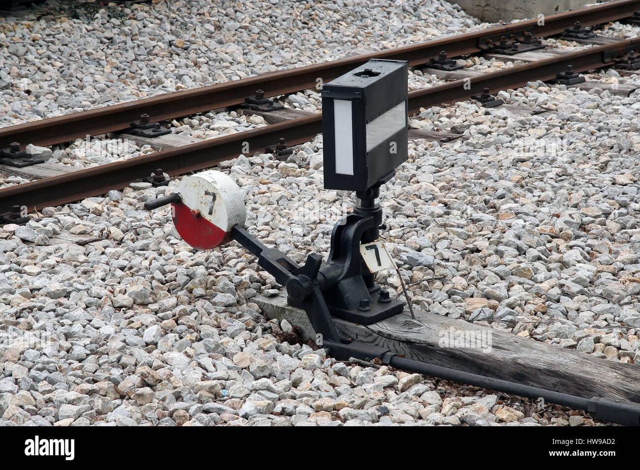 Railroad track. Railway switch Stock Photo - Alamy