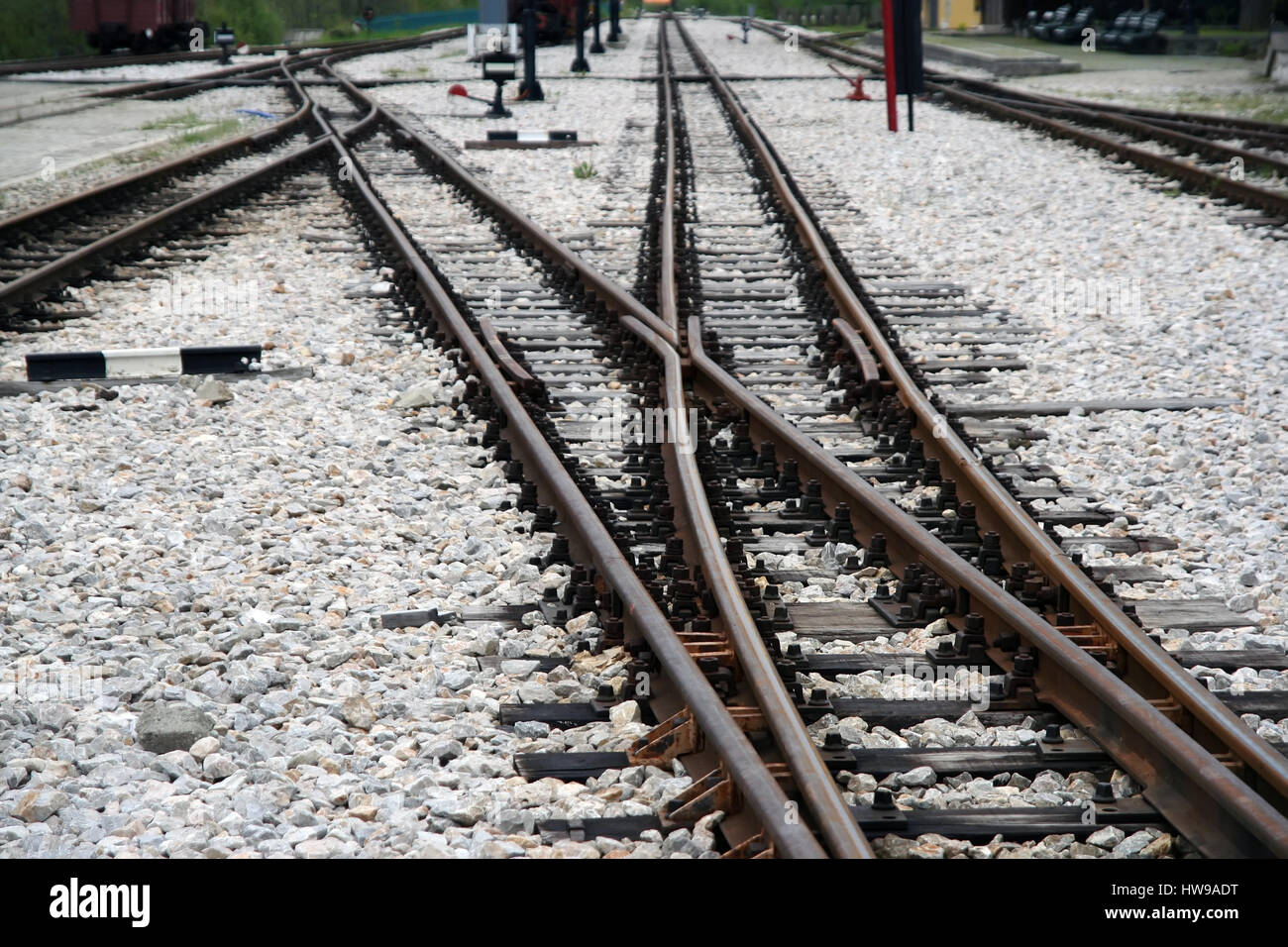 Railroad track. Railway switch Stock Photo - Alamy