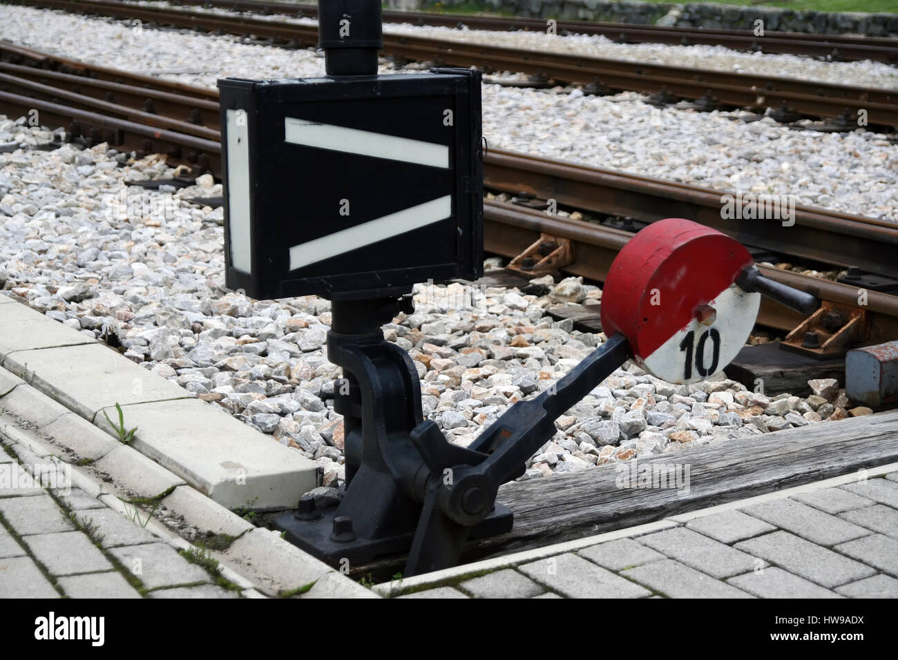 Railroad track. Railway switch Stock Photo - Alamy