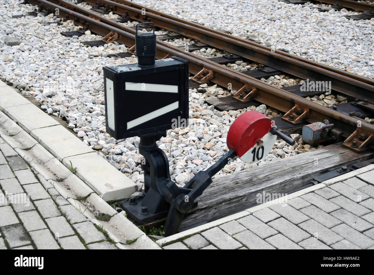 Railroad track. Railway switch Stock Photo - Alamy