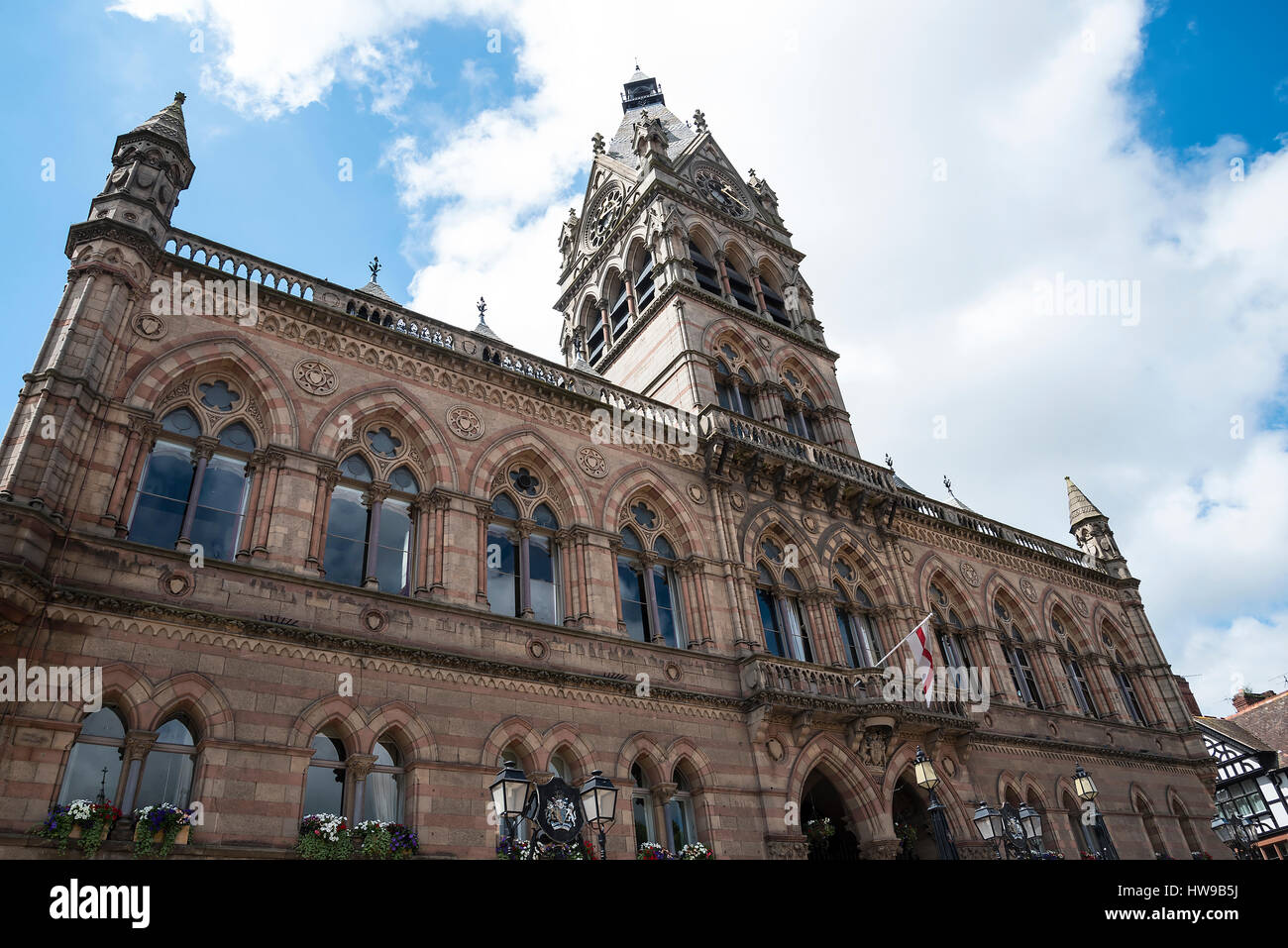 The town hall was opened in 1869. It is in Gothic Revival style and has ...