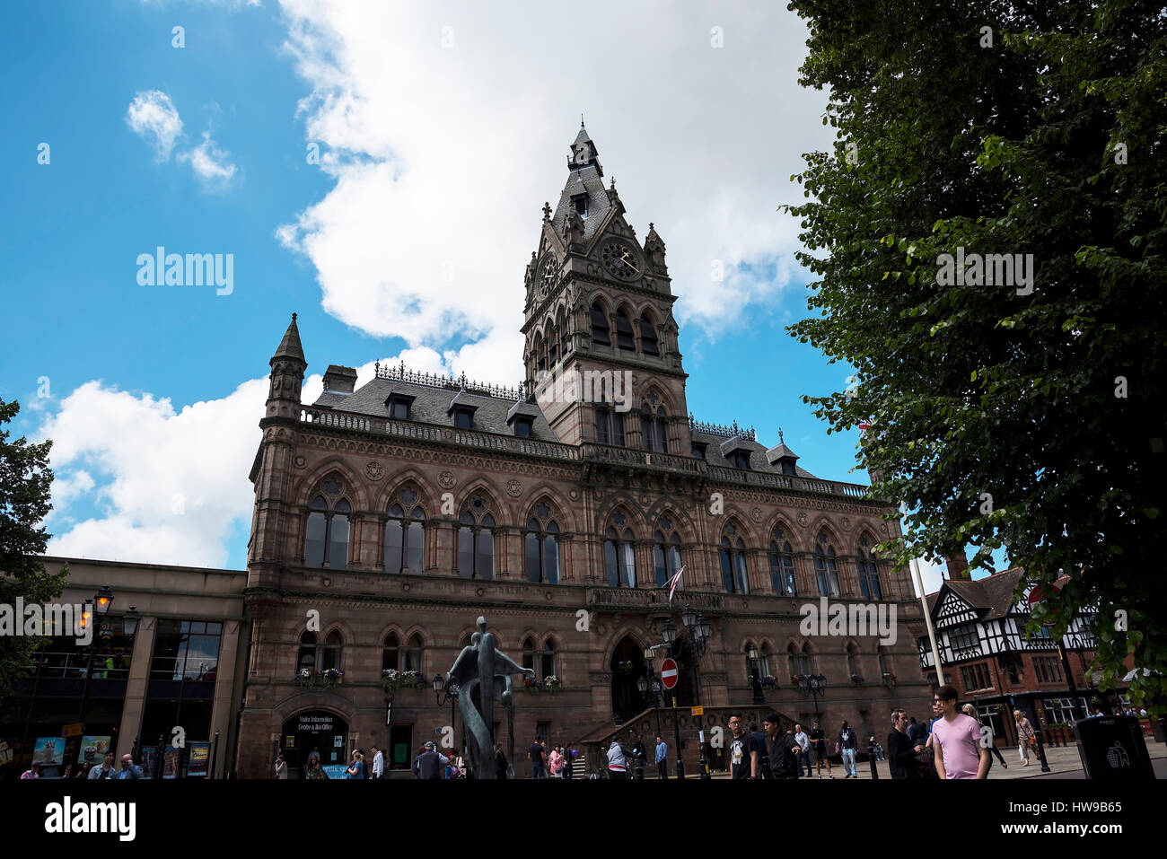 The town hall was opened in 1869. It is in Gothic Revival style and has ...