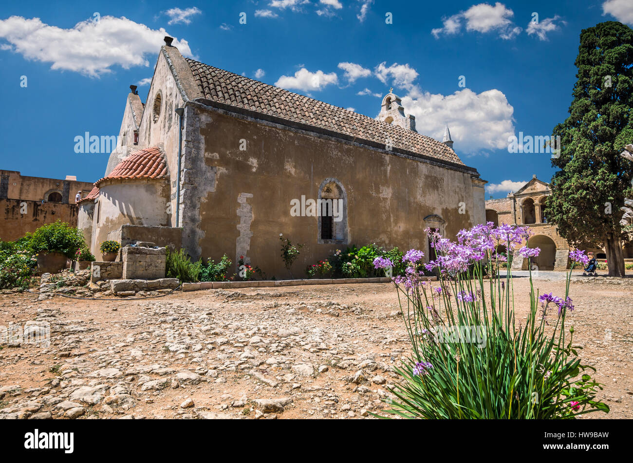 Arkadi monastery on Crete island, Greece. Ekklisia Timios Stavros ...