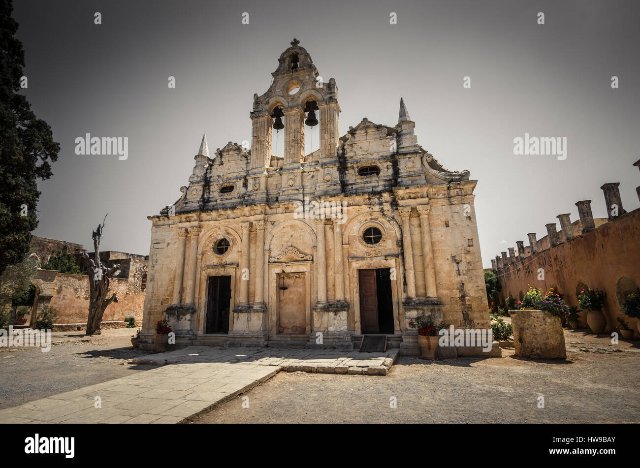 Arkadi monastery on Crete island, Greece. Ekklisia Timios Stavros ...