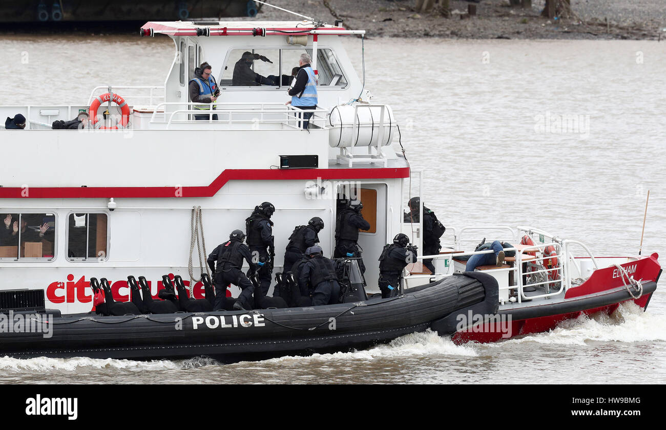 Police officers taking part in a multi agency exercise hi-res stock ...