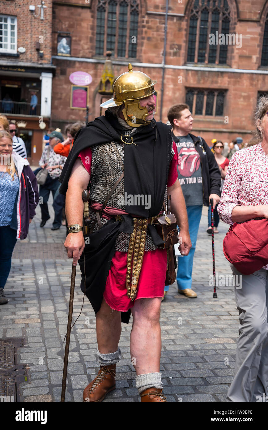 Tour Guide as Roman Soldier in Chester the county city of Cheshire in ...