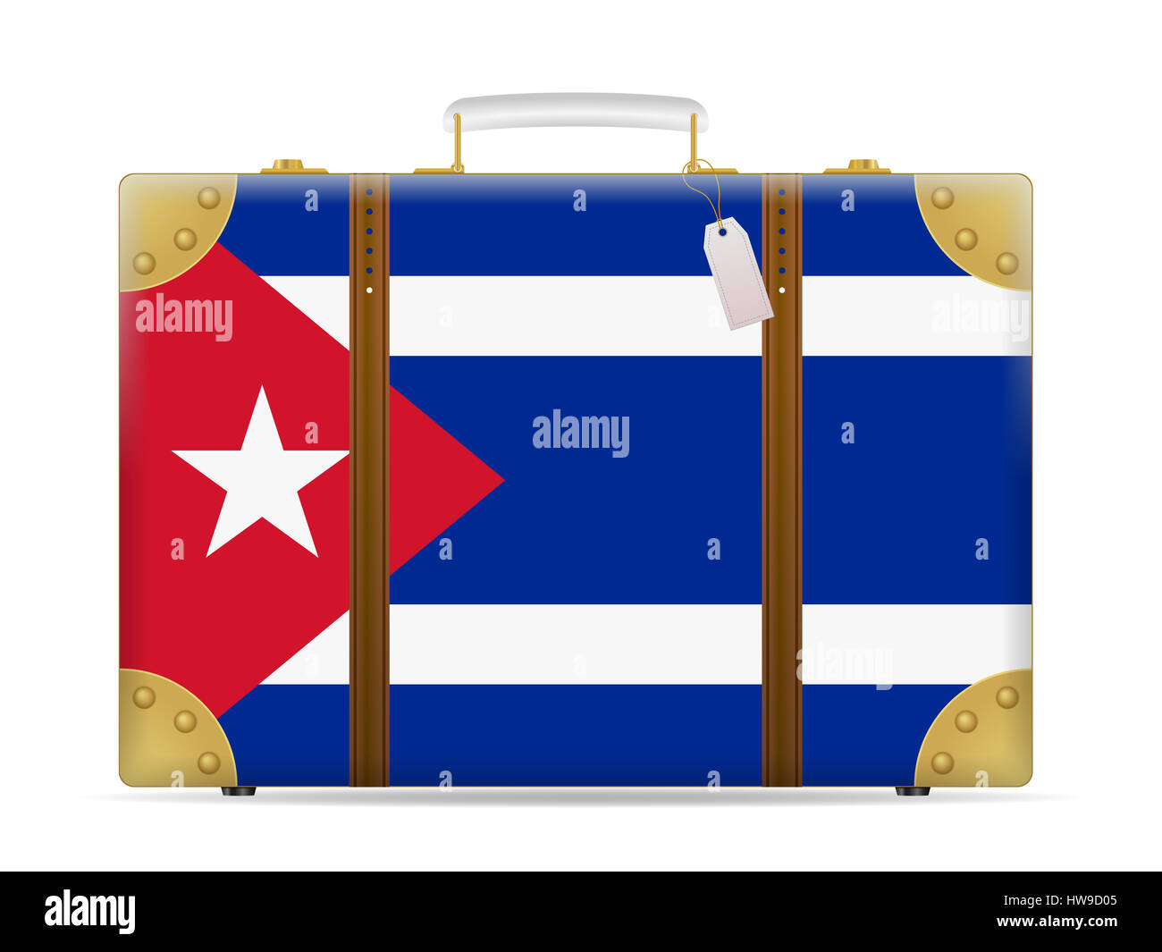 Cuba flag travel suitcase on a white background Stock Photo - Alamy