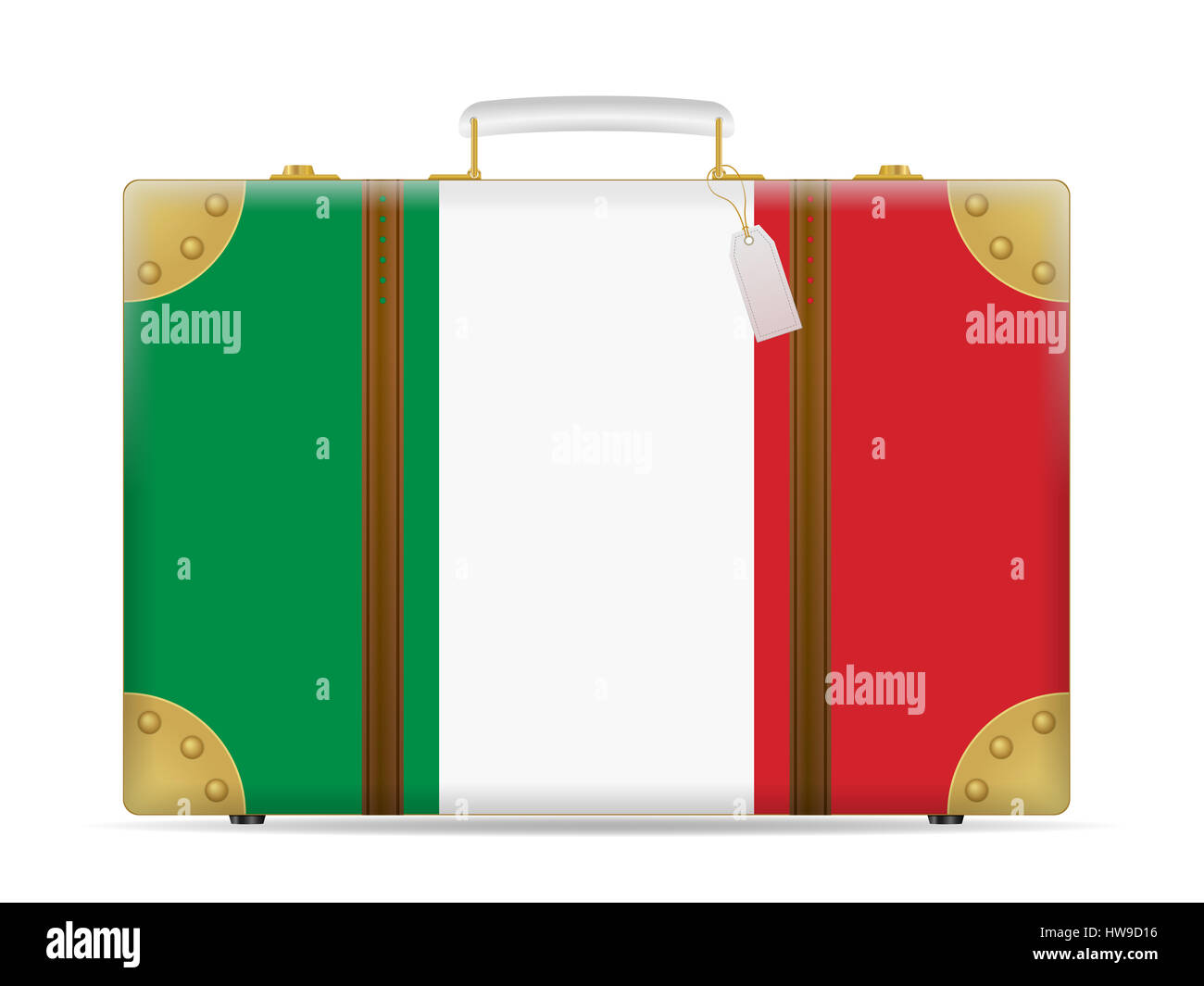 Italy flag travel suitcase on a white background Stock Photo - Alamy