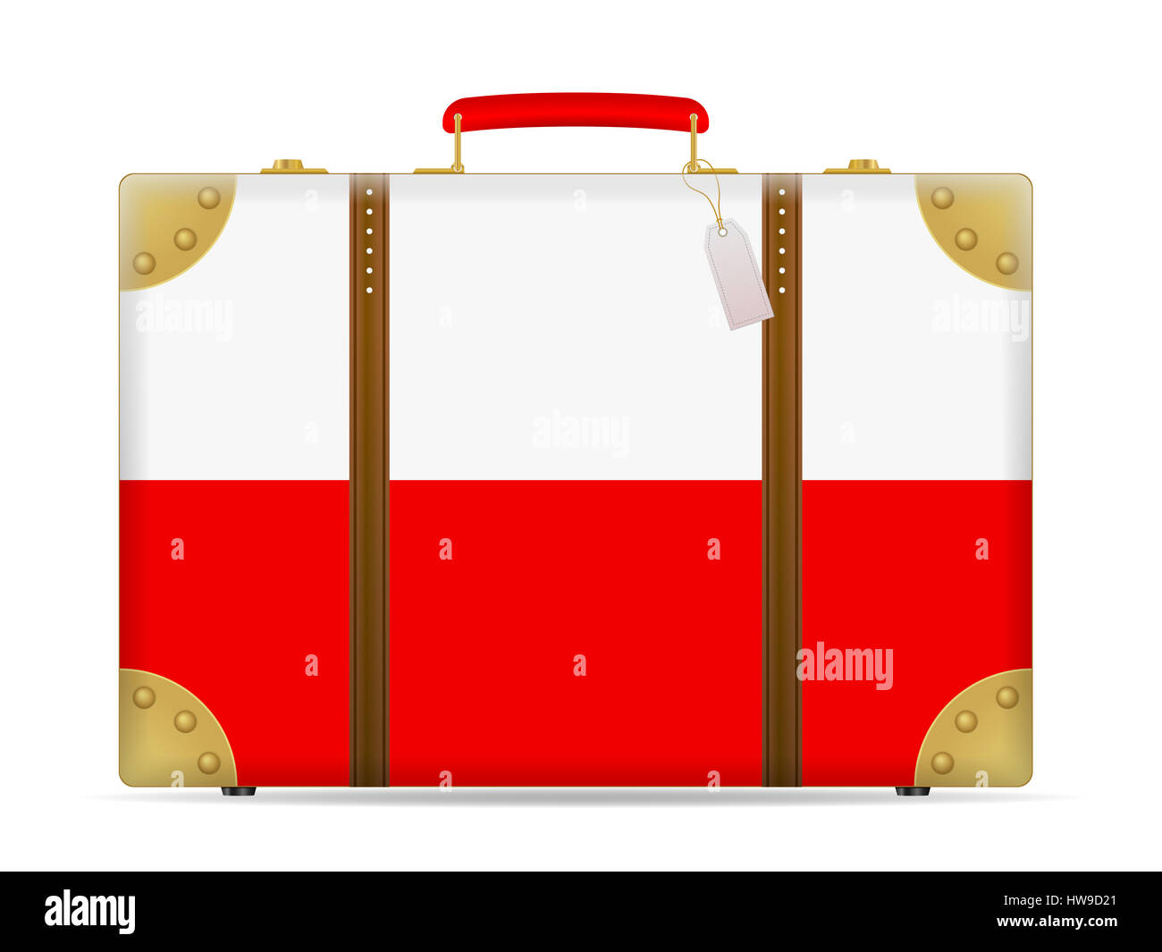 Poland flag travel suitcase on a white background Stock Photo - Alamy