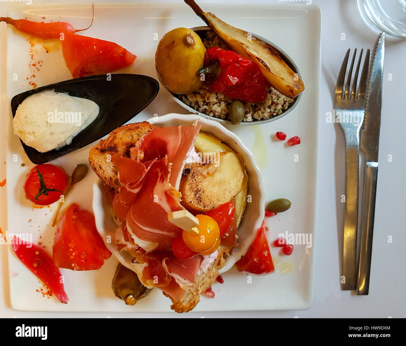 Mediterranean food plated and ready to eat Stock Photo - Alamy