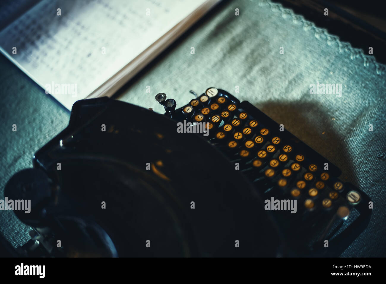 Closeup view on an old typewriter with Cyrillic letter Stock Photo - Alamy