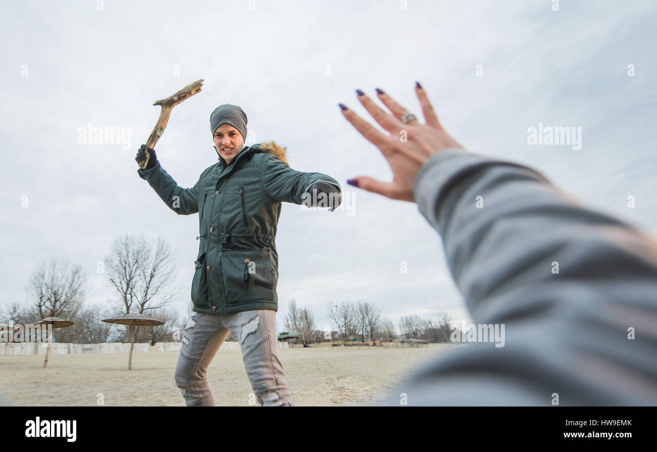 Stranger attacking a woman Stock Photo - Alamy
