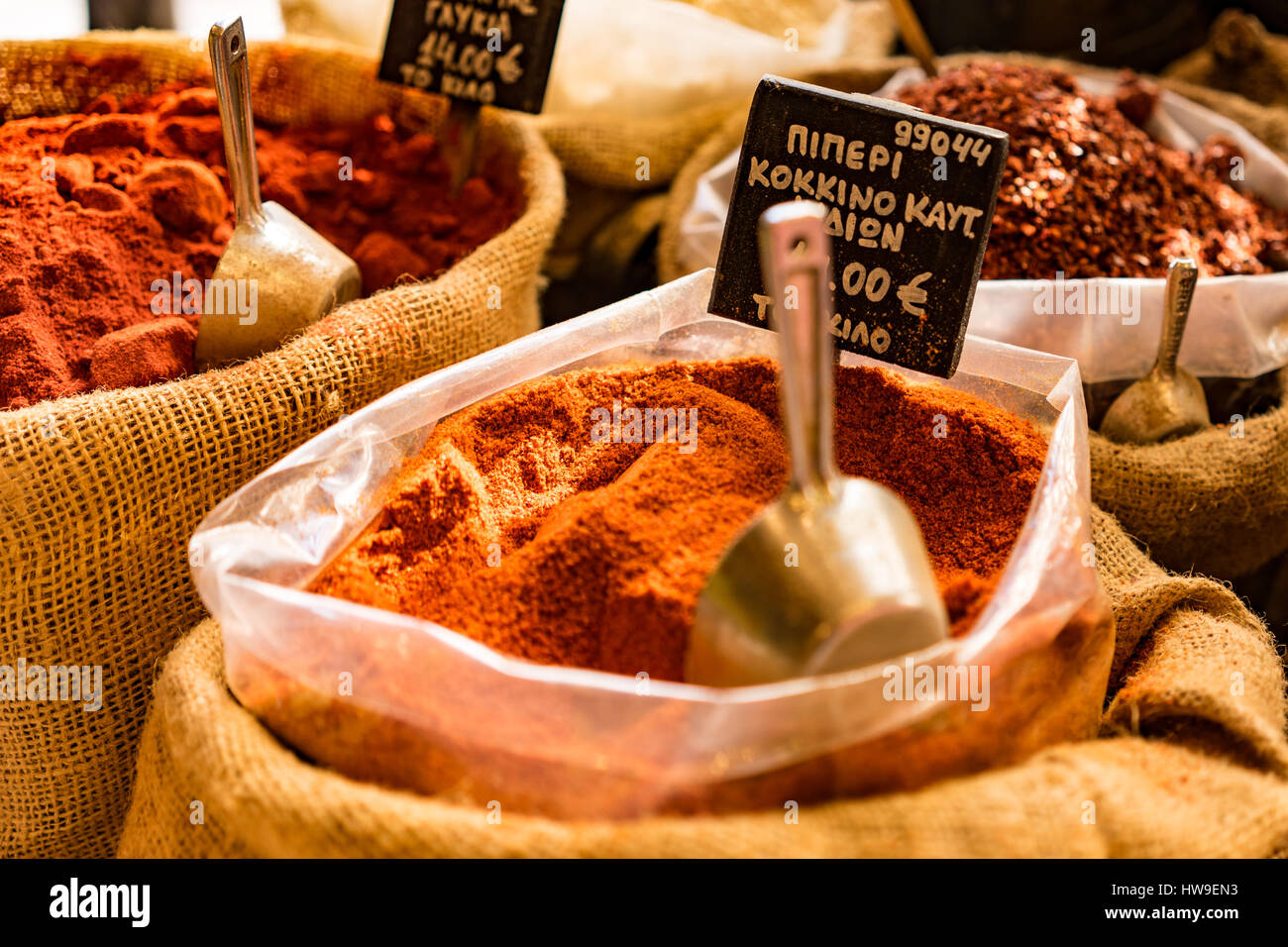 Cooking spices in an open air Greek market Stock Photo - Alamy