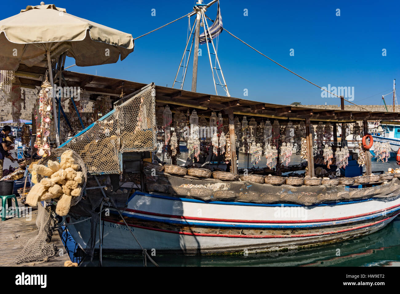 Seashell vendor in Rhodes, Greece Stock Photo - Alamy