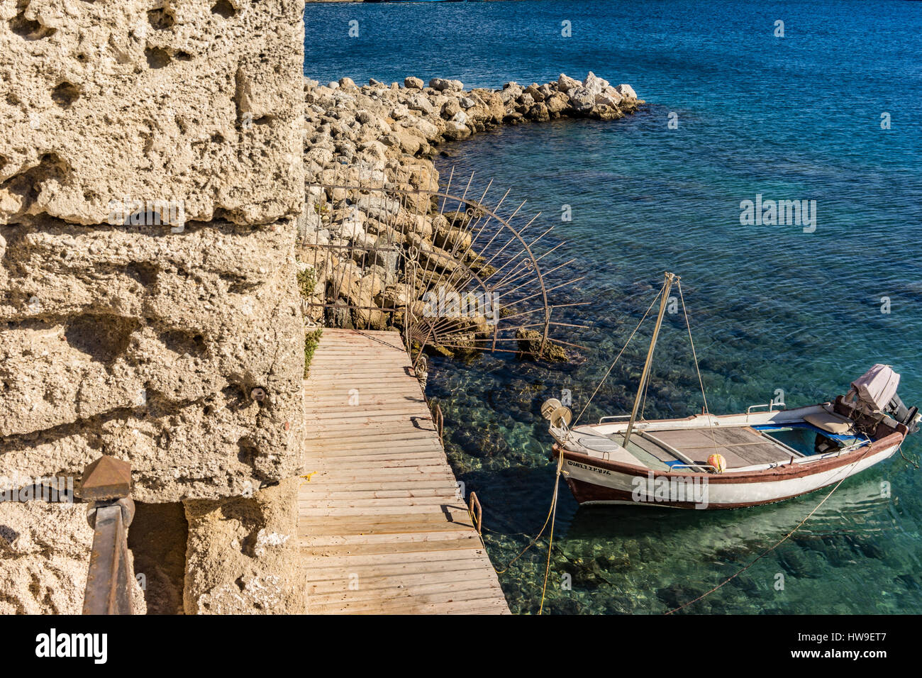 small fishing boat in Rhodes, Greece Stock Photo - Alamy