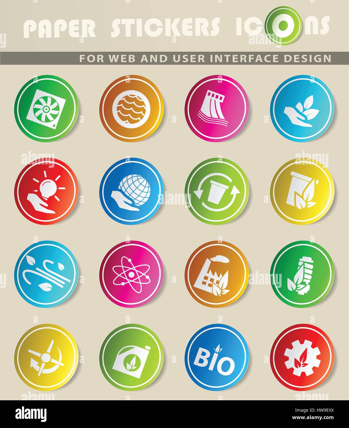 alternative energy vector icons for user interface design Stock Vector ...