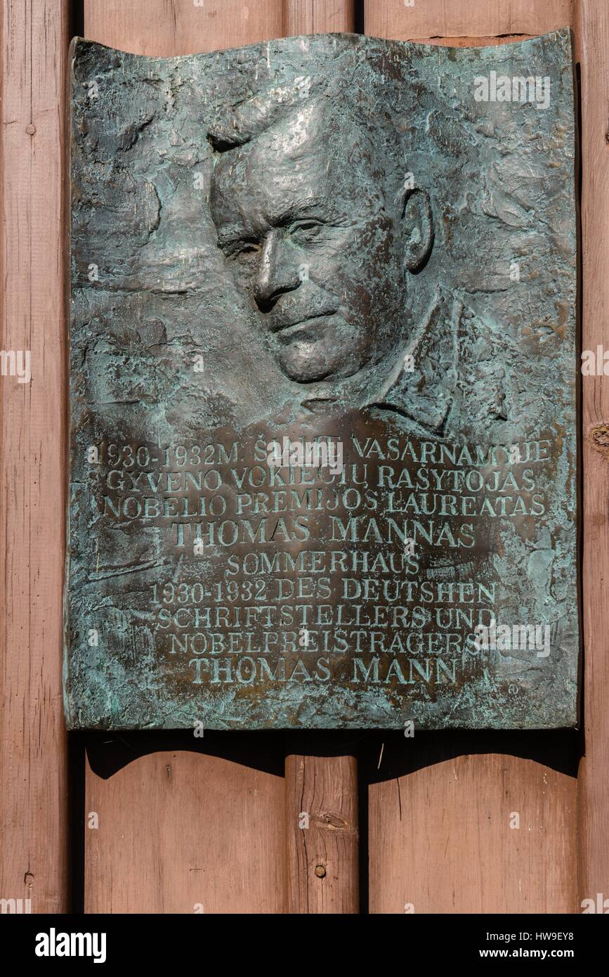 Memorial plaque at the former holiday home of the German writer Thomas ...