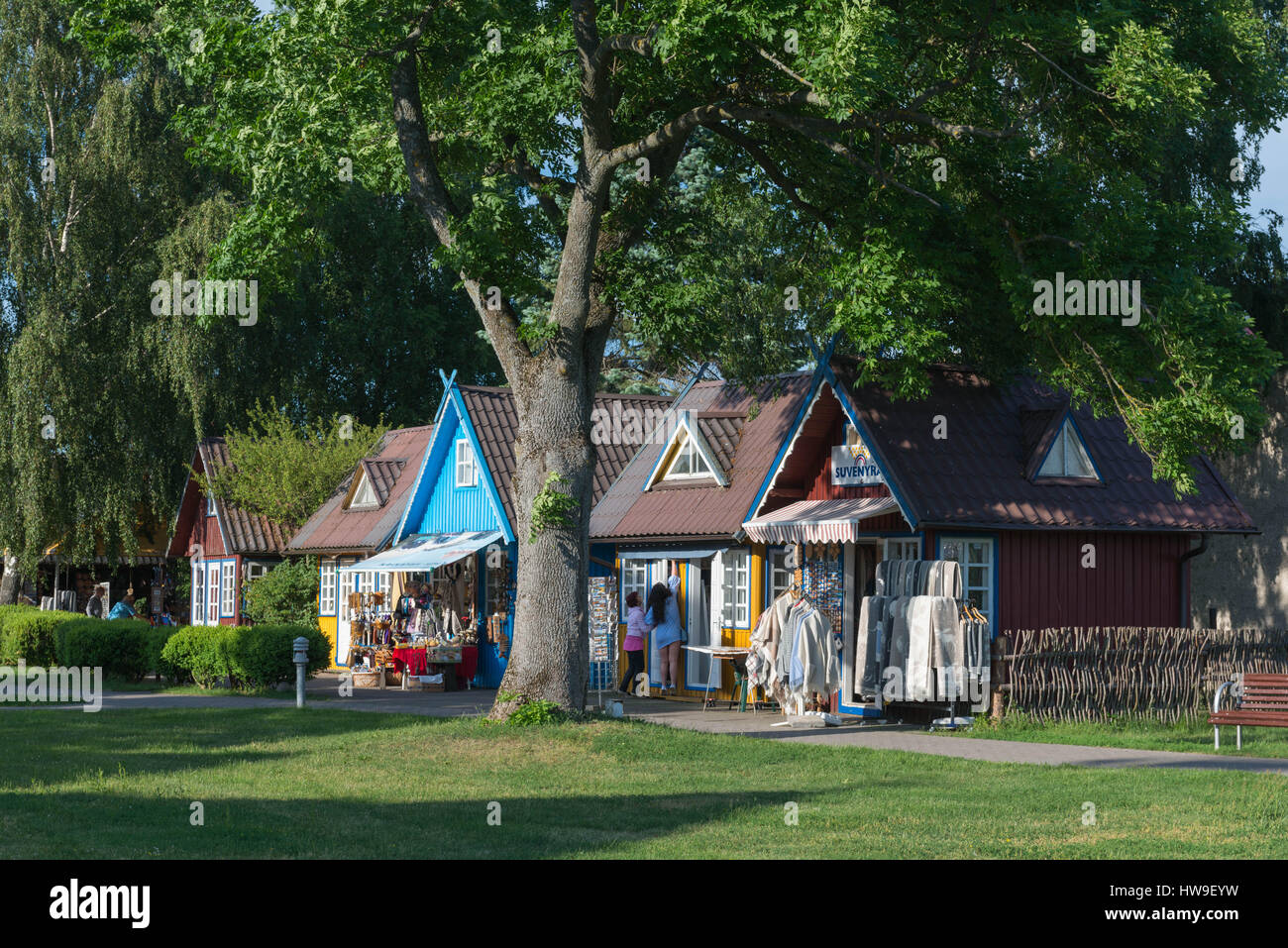 Small shops in houses typical of the Curonian region, Nida, Coronian ...