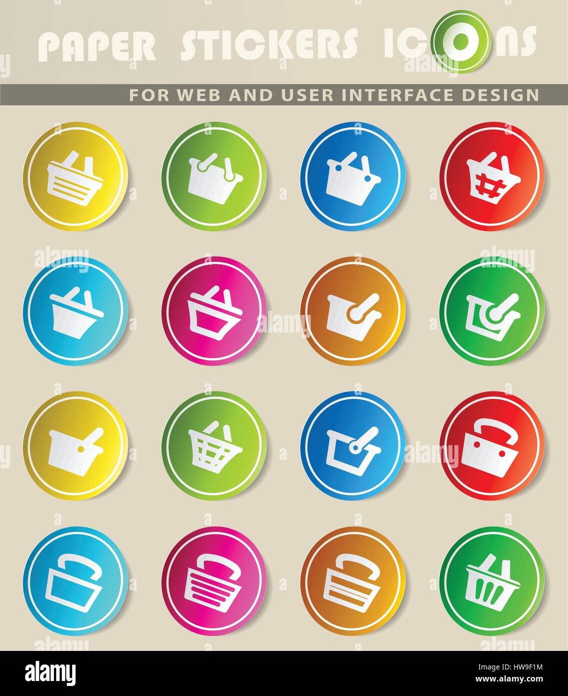 basket vector icons for user interface design Stock Vector Image & Art ...