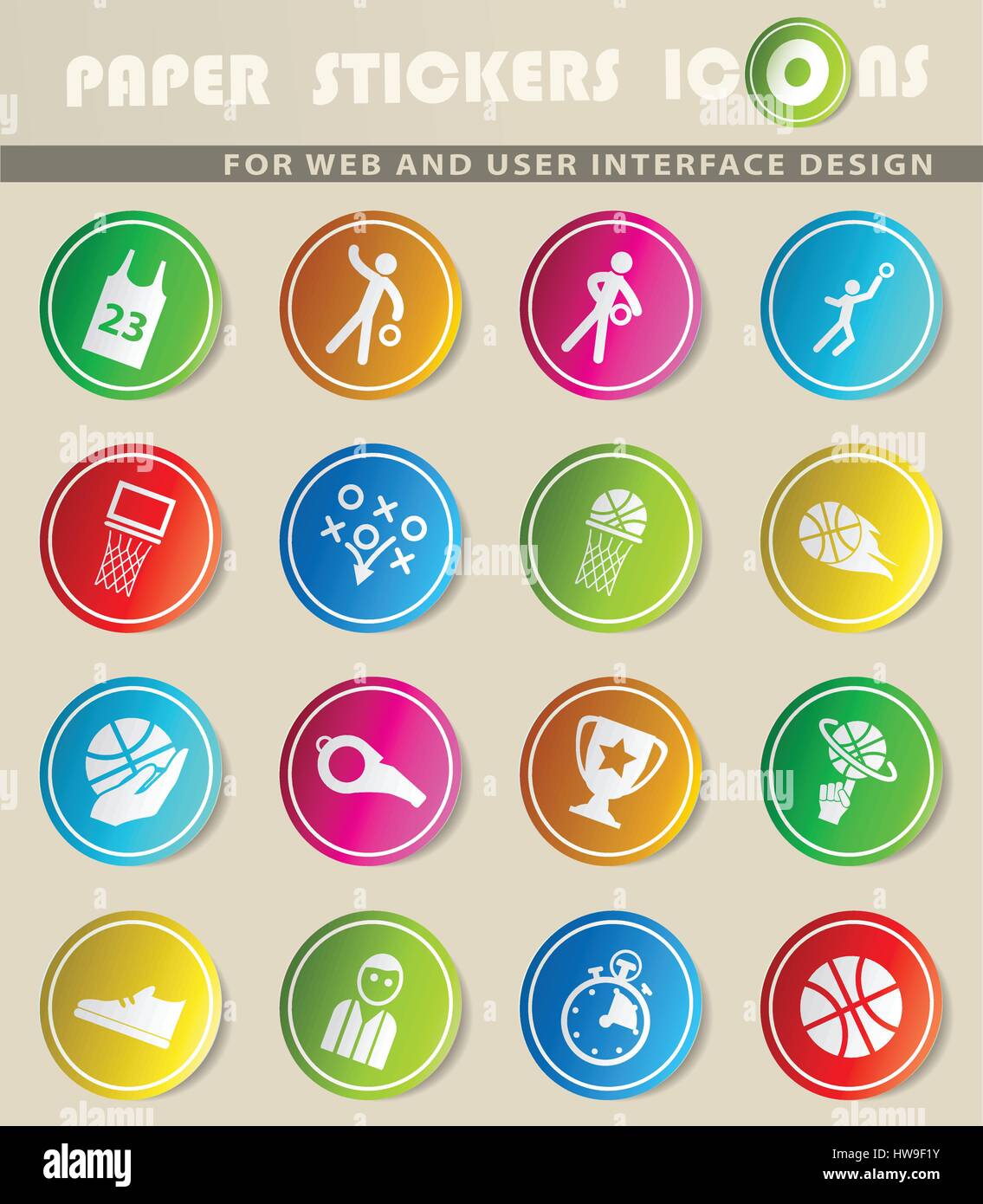 basketball vector icons for user interface design Stock Vector Image ...