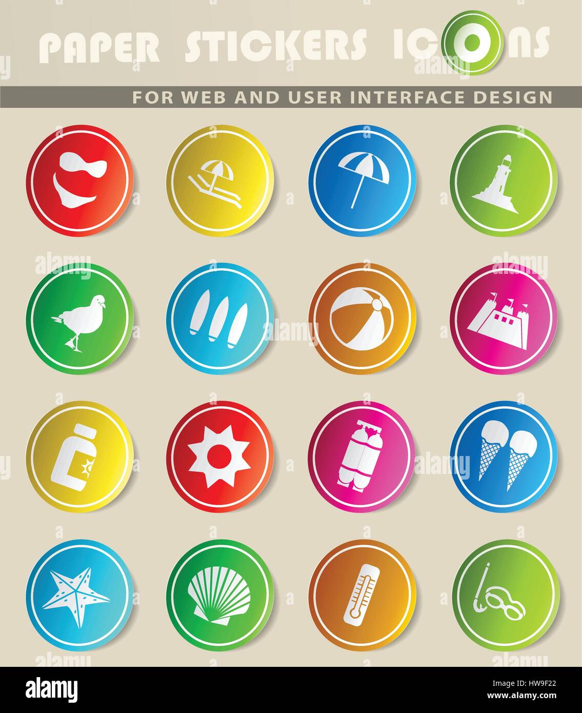 beach vector icons for user interface design Stock Vector Image & Art ...