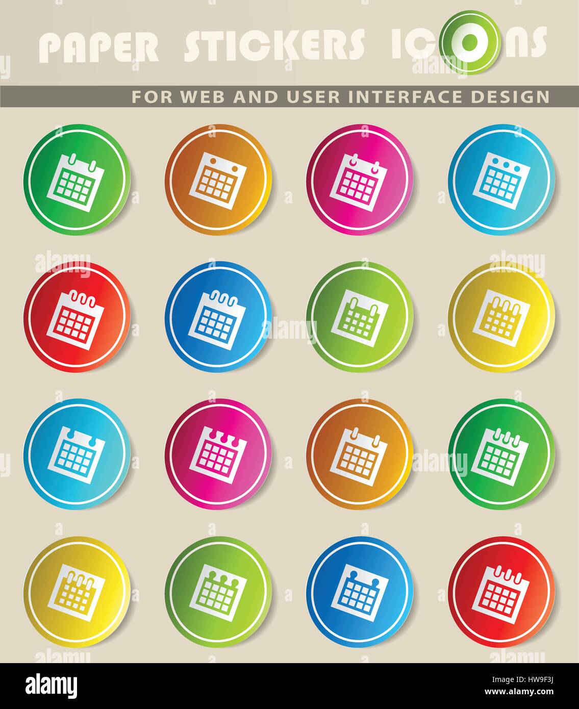 calendar vector icons for user interface design Stock Vector Image ...