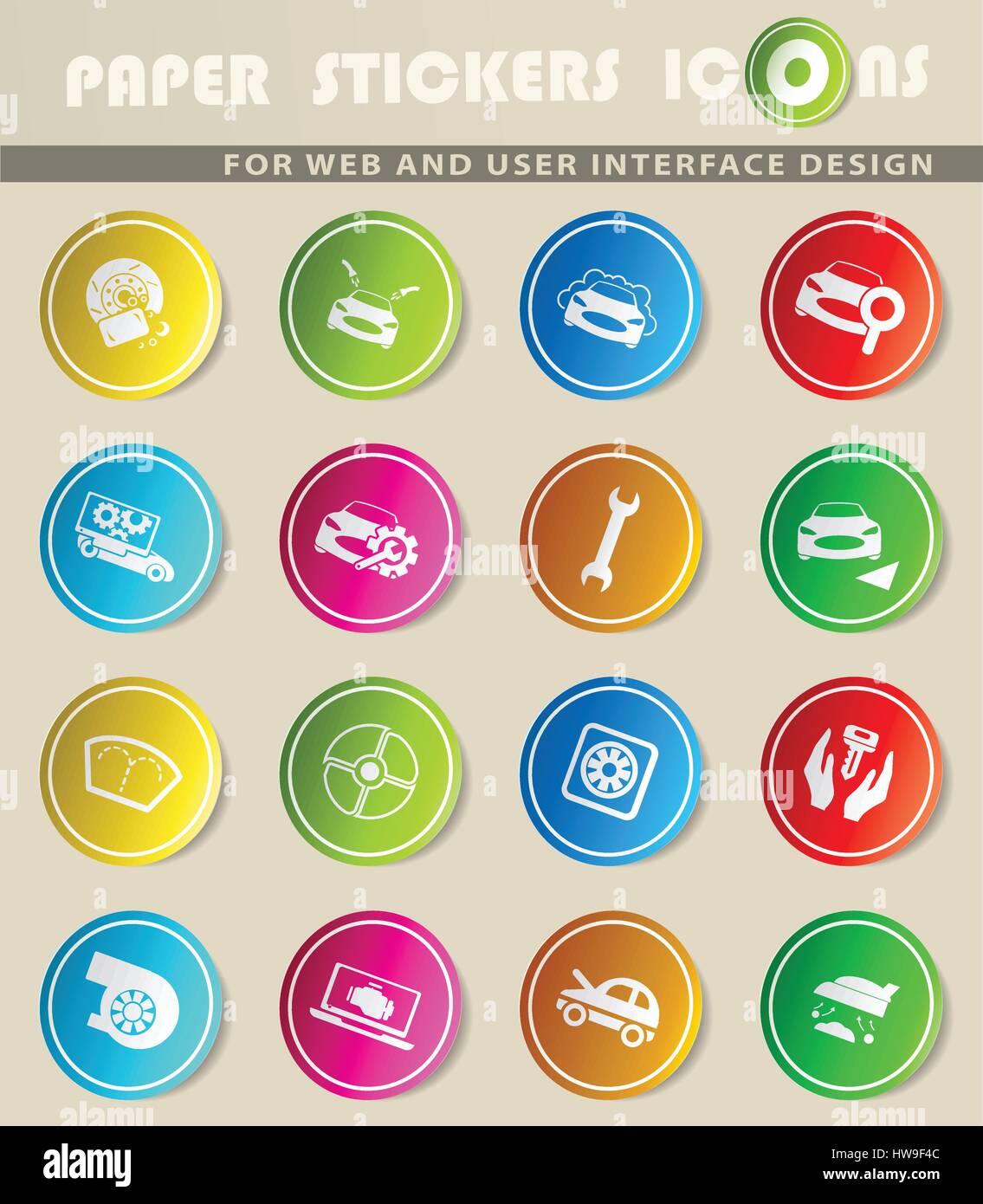 car shop vector icons for user interface design Stock Vector Image ...