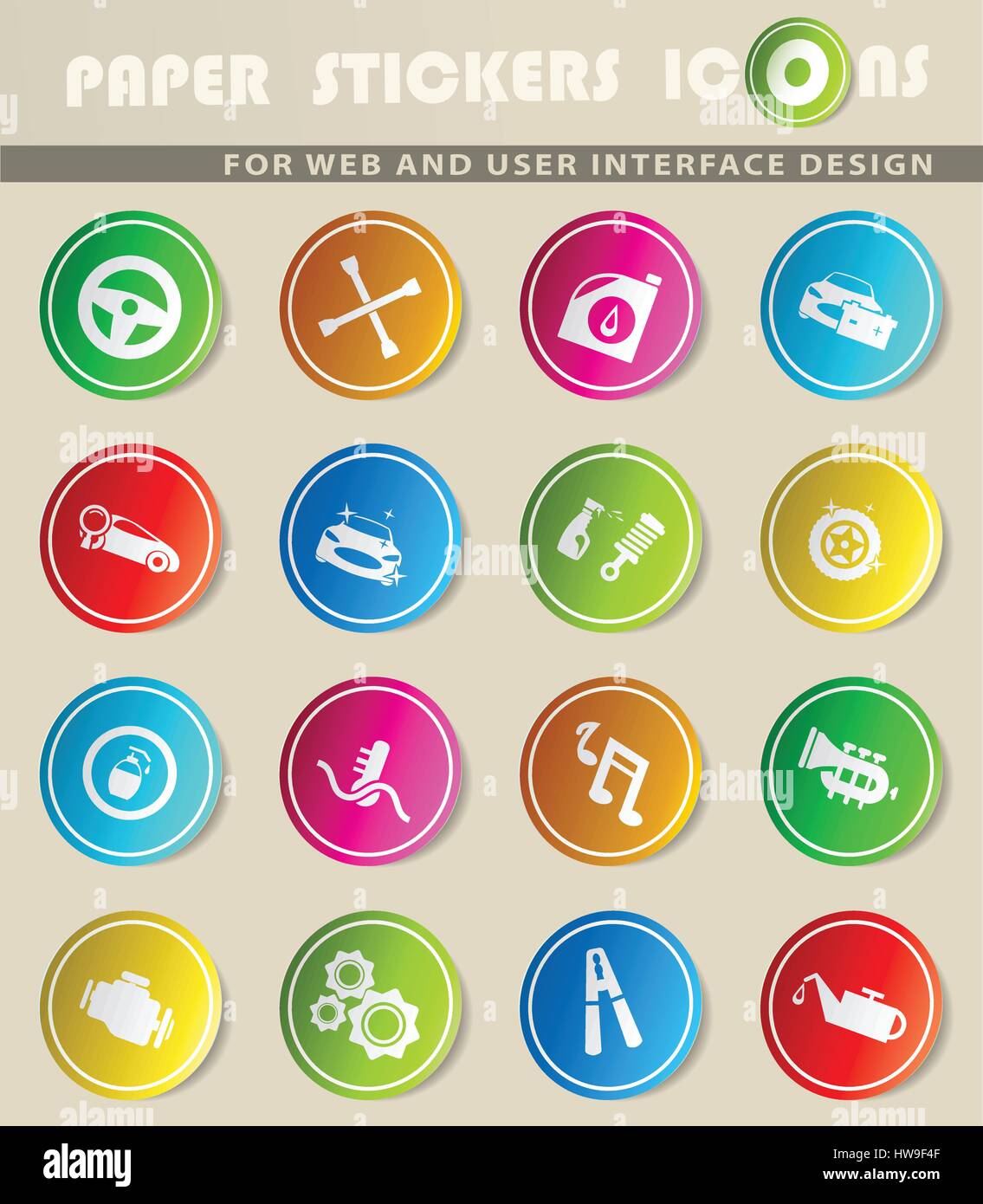 car shop vector icons for user interface design Stock Vector Image ...