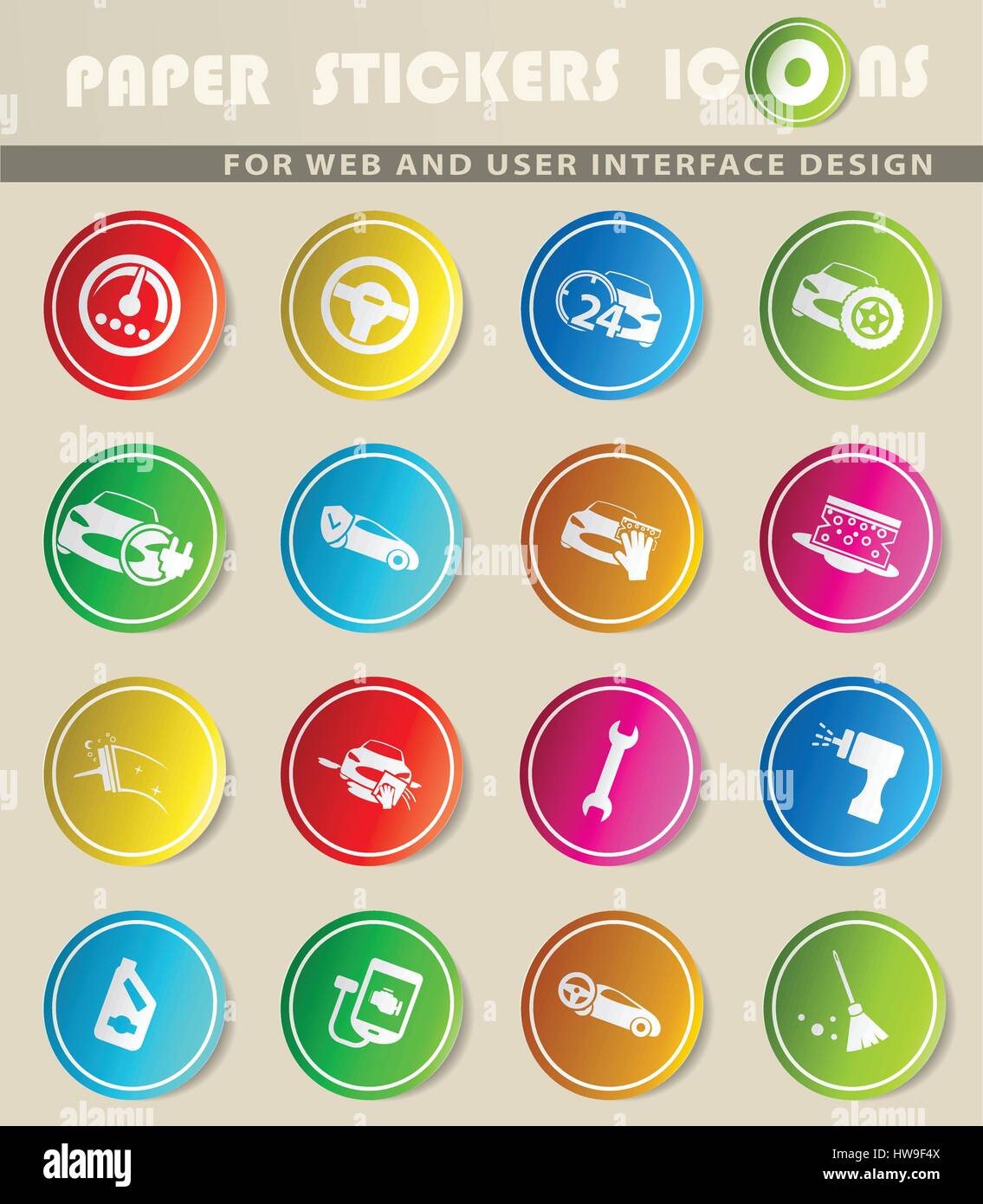 car shop vector icons for user interface design Stock Vector Image ...