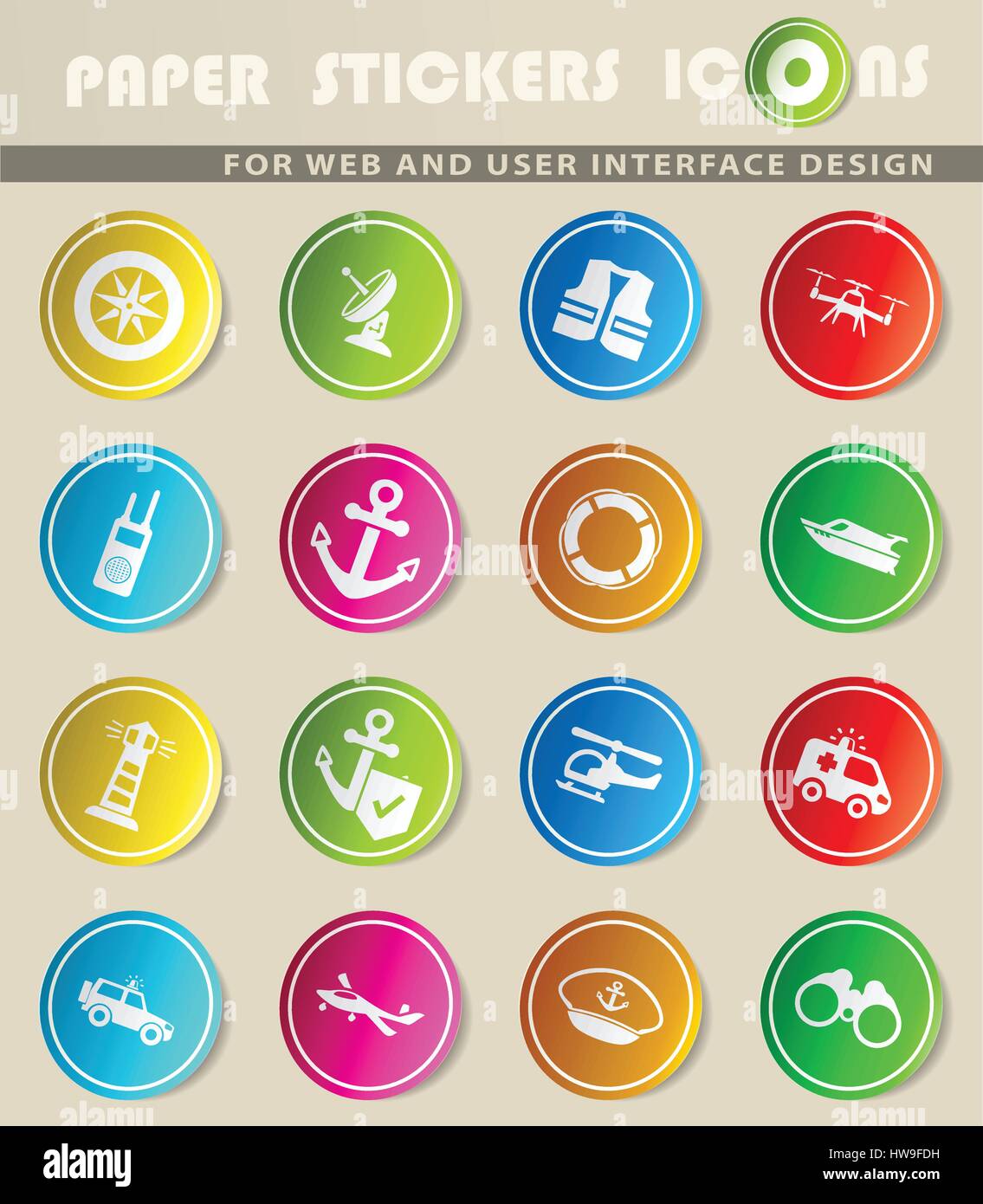 coast guard vector icons for user interface design Stock Vector Image ...