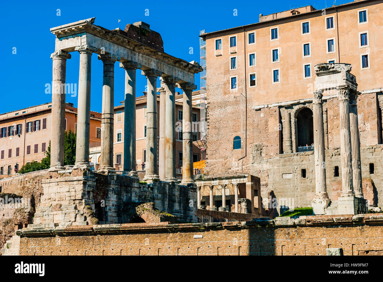 Temple of Saturn. Forum of Caesar, landmark of antique Rome. Roma ...