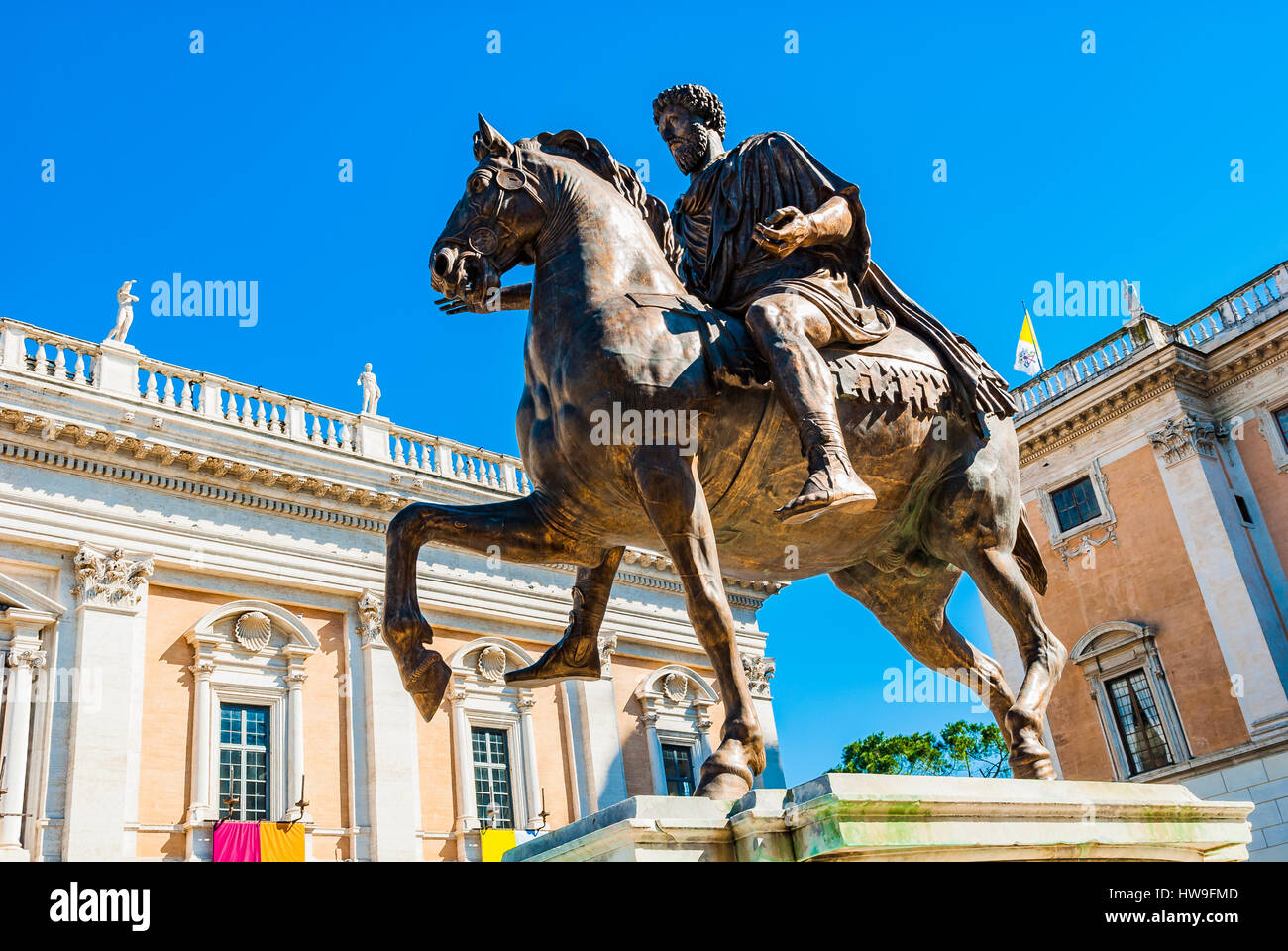 Replica of the equestrian statue of Marcus Aurelius. in Piazza del ...